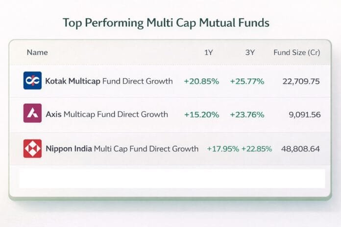 Top 3 Multi Cap Funds up to 25% returns in the last 3 Years